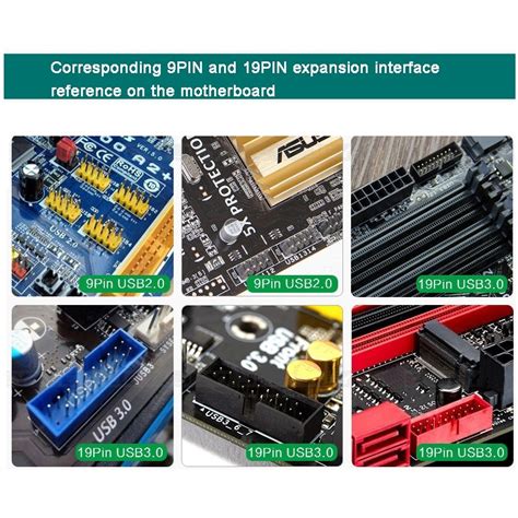 9 Pin Usb Header Female 1 To 2 Male Board 9 Pin Usb 2 0 Hub Connector Adapter
