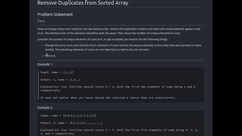 Vlog01 Starting The Journy Of Dsa With Leetcode Problem Ps Remove Duplicates From Sorted