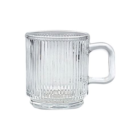 줄무늬 손잡이 머그잔 머그컵 유리컵 물컵 350ml