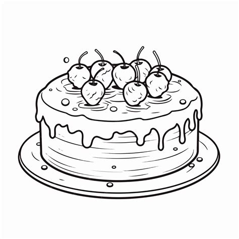 Cake Outline Vector Illustration Isolated On White Background Premium