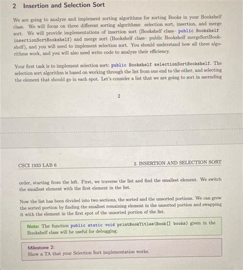 solved 2 insertion and selection sort we are going to