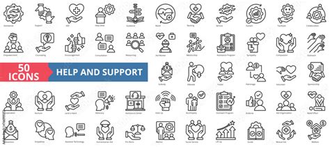 Help And Support Icon Collection Set Containing Assistance Service Aid Desk Guidance
