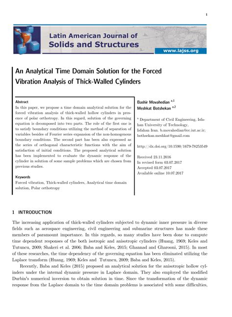 Pdf An Analytical Time Domain Solution For The Forced Vibration