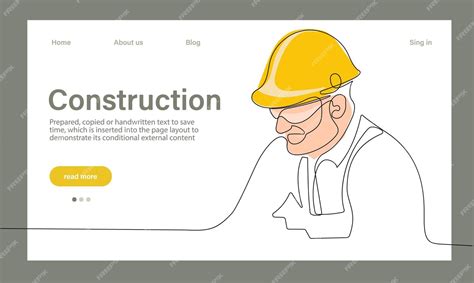 Premium Vector Vector Landing Page Of Architecture Works Continuous One Line Drawing For Your