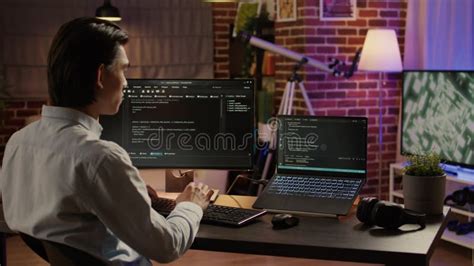 Asian Developer Programming Code On Firewall Server Stock Video Video