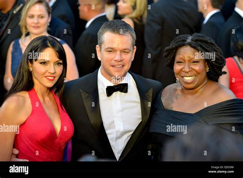 Actors Matt Damon His Wife Luciana Barroso L And Whoopi Goldberg