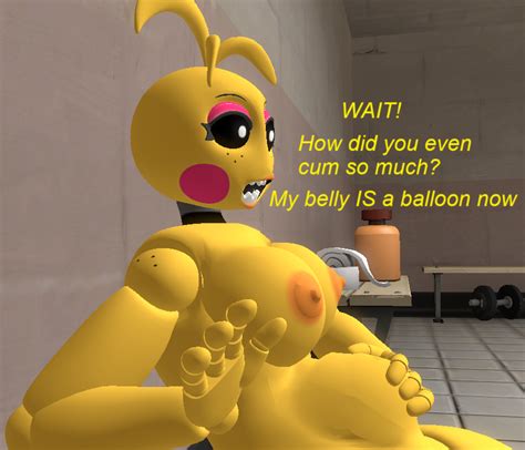 Rule 34 Balloon Belly Begging To Stop Belly Bulge Big Belly Big Breasts Breasts Chica Fnaf