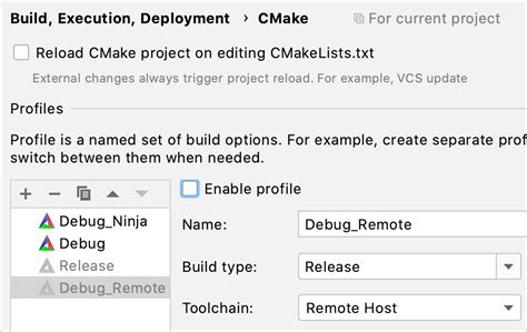 CMake Profiles CLion