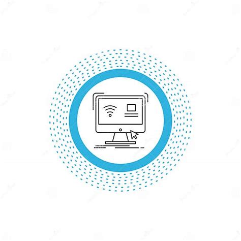 Control Computer Monitor Remote Smart Line Icon Vector Isolated Illustration Stock Vector