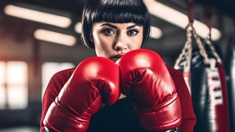 Premium Ai Image Attractive Girl Wearing Boxing Gloves And Tight