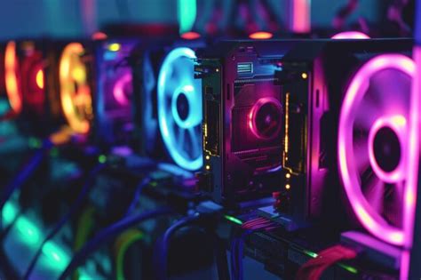 Premium Photo Six Card Gpu Mining Rig With Neon Led Backlight