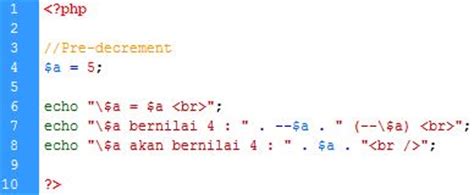 Macam Macam Operator Increment Dan Decrement Dalam PHP