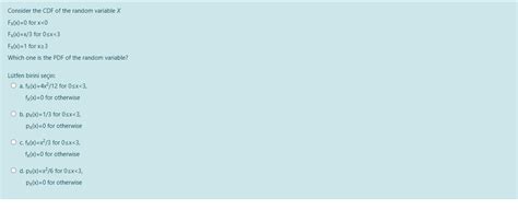 Solved Consider The CDF Of The Random Variable X Fx X For Chegg Com