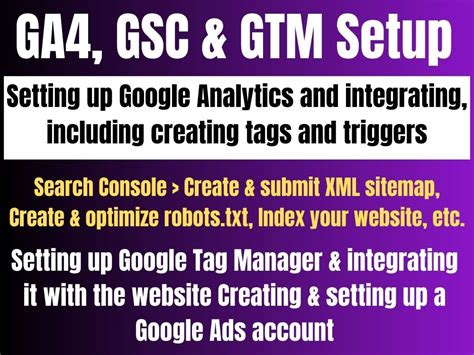 Google Search Console Google Analytics GA Google Tag Manager Setup Upwork
