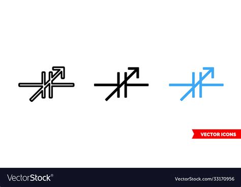 Variable Capacitor Symbol Icon 3 Types Color Vector Image
