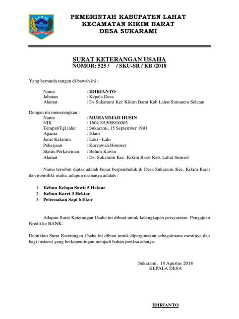 Contoh Surat Keterangan Usaha Kebun Sawit Surat Keter Vrogue Co