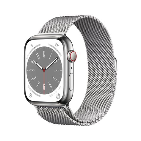 Apple 애플워치 8 45mm 셀룰러 실버 스테인리스 스틸 케이스 실버 밀레니즈 루프 Mnkj3kha 감도 깊은 취향