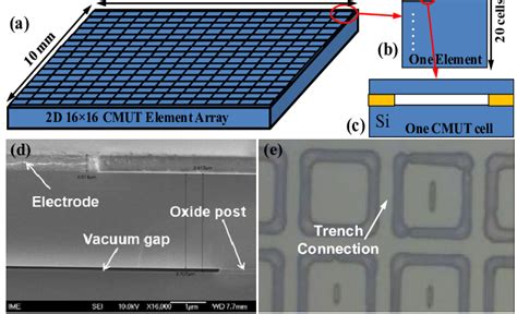 A Diagram Of Cmut Array B One Cmut Element C One Cmut Cell D Download Scientific