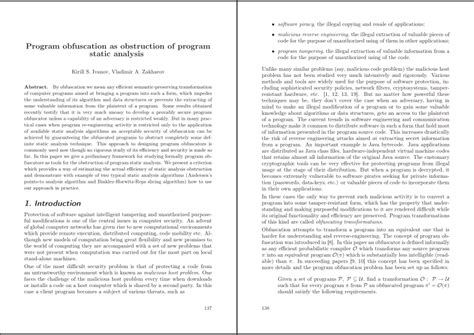 Pdf Program Obfuscation As Obstruction Of Program Static Analysis