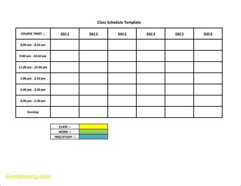 Free Printable Availability Schedule Template