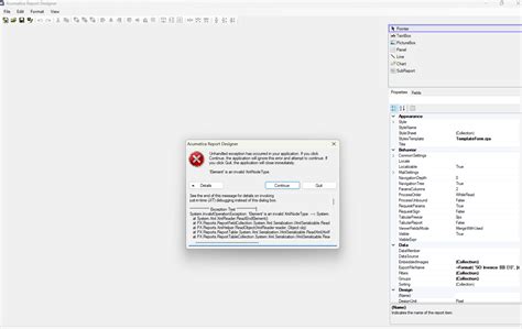 Report Designer Error Message Element Is An Invalid XmlNodeType For Sales Order Edit Report