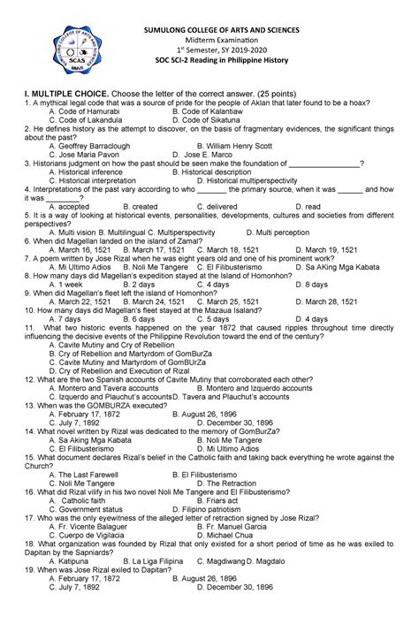 Scribd Module Sumulong College Of Arts And Sciences Midterm Examination 1 St Semester Sy