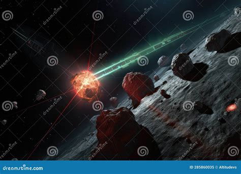 Laser Mining Technology Targeting An Asteroid Stock Image Image Of