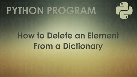 Python Program To Delete An Element From A Dictionary Python Examples YouTube