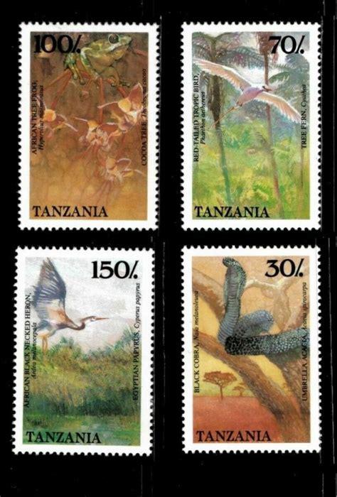 tanzania 1989 african fauna and flora set of 4v scott 473 76 mnh
