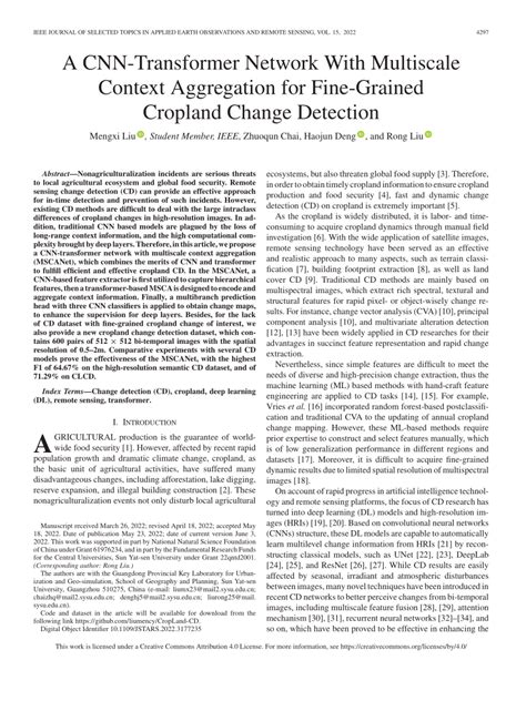 Pdf A Cnn Transformer Network With Multiscale Context Aggregation For Fine Grained Cropland