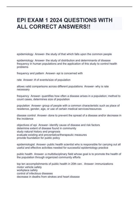 Epi Exam 1 2024 Questions With All Correct Answers Epidemiology Course Stuvia Us