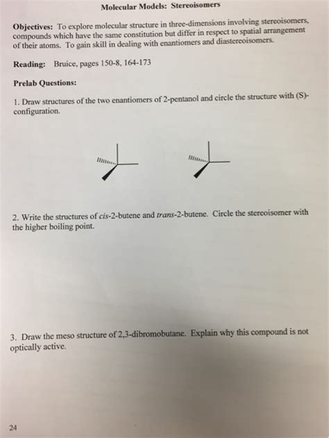 Solved Molecular Models Stereoisomers Objectives To