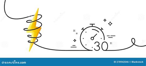 Timer 30 Minutes Line Icon Stopwatch Time Sign Continuous Line With Curl Vector Stock