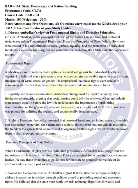 Bab 104 Ignou Solved Assignments 2024 25 English Pdf Download Ignou