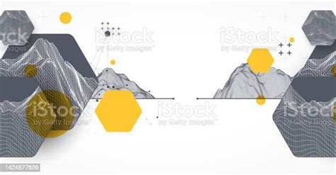 현대 과학 기술은 육각형 모양을 사용하여 배경을 추상화합니다 와이어프레임 스폿 서피스 그림입니다 벡터 0명에 대한 스톡 벡터
