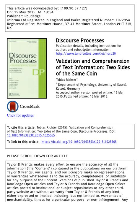 Pdf Validation And Comprehension Of Text Information Two Sides Of The Same Coin