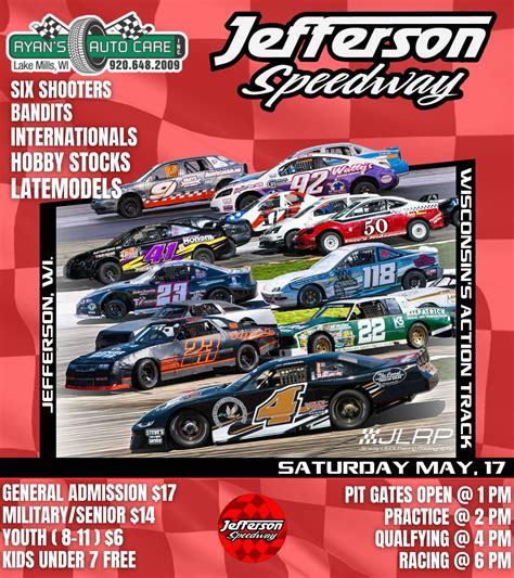 Jefferson Speedway Race Event May 17th Presented By Ryans Auto Care