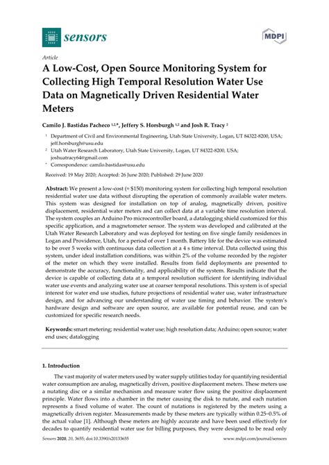 Pdf A Low Cost Open Source Monitoring System For Collecting High Temporal Resolution Water