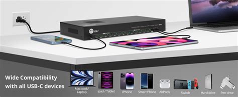 ID US0B11 S1 Industrial USB C 5Gbps Hub PD Changer Station 600W