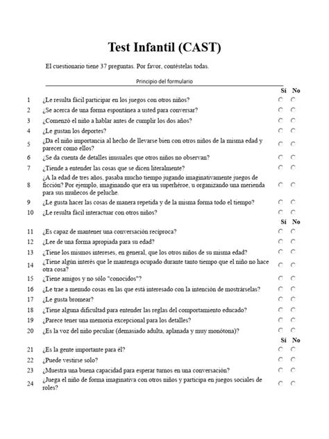 Test Infantil Del Síndrome De Asperger Pdf
