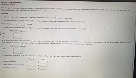 solved problem 7 70a algorithmic depreciation methode
