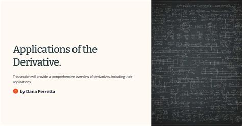 Applications Of The Derivative