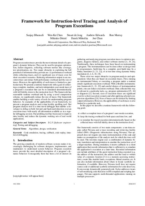 Pdf Framework For Instruction Level Tracing And Analysis Of Program Executions