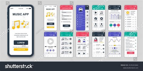 Set Ui Ux Gui Screens Music Stock Vector Royalty Free Shutterstock