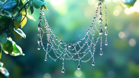 Spider Web Formed By Sparkling Water Pearls Stock Illustration