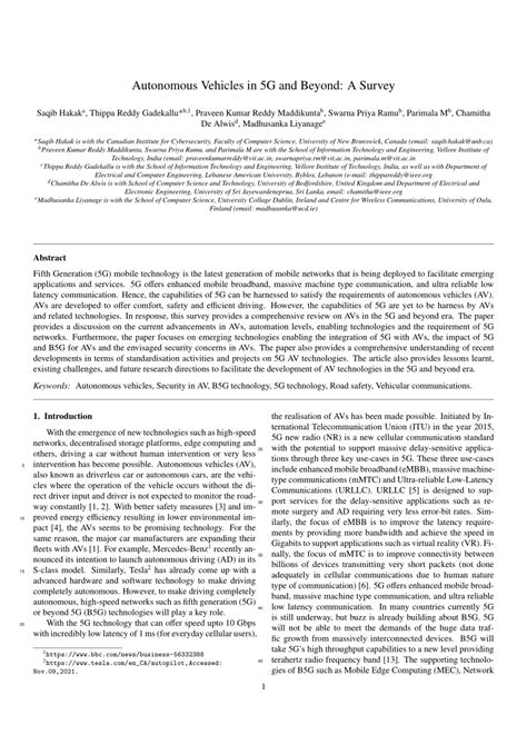 Pdf Autonomous Vehicles In 5g And Beyond A Survey