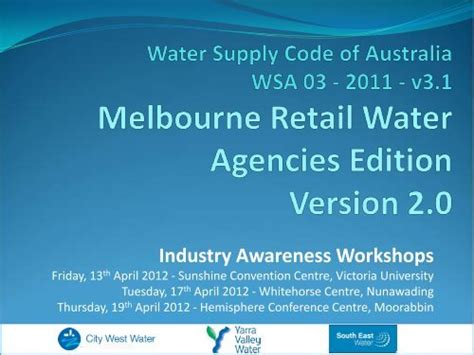 The New Mrwa Edition Of The Wsaa Water Supply Code