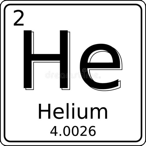Black And White Vector Graphic Of The Symbol Of The Helium He Element
