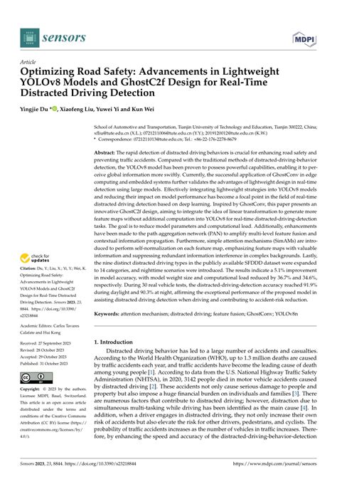 Pdf Optimizing Road Safety Advancements In Lightweight Yolov8 Models And Ghostc2f Design For