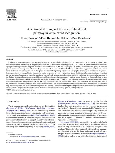 Pdf Attentional Shifting And The Role Of The Dorsal Pathway In Visual Word Recognition